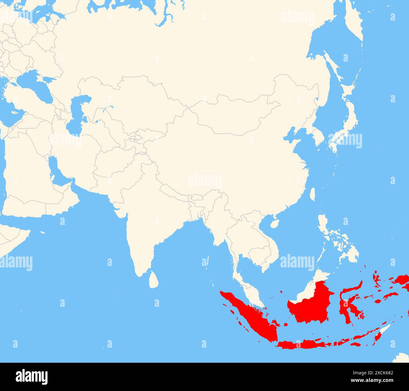 Locator map showing the location of the country Indonesia in Asia. The ...