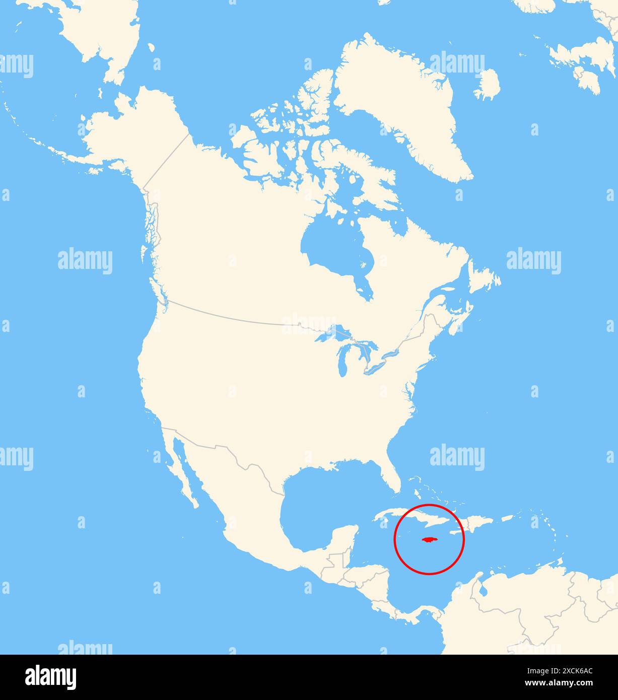 Locator map showing the location of the country Jamaica in North ...