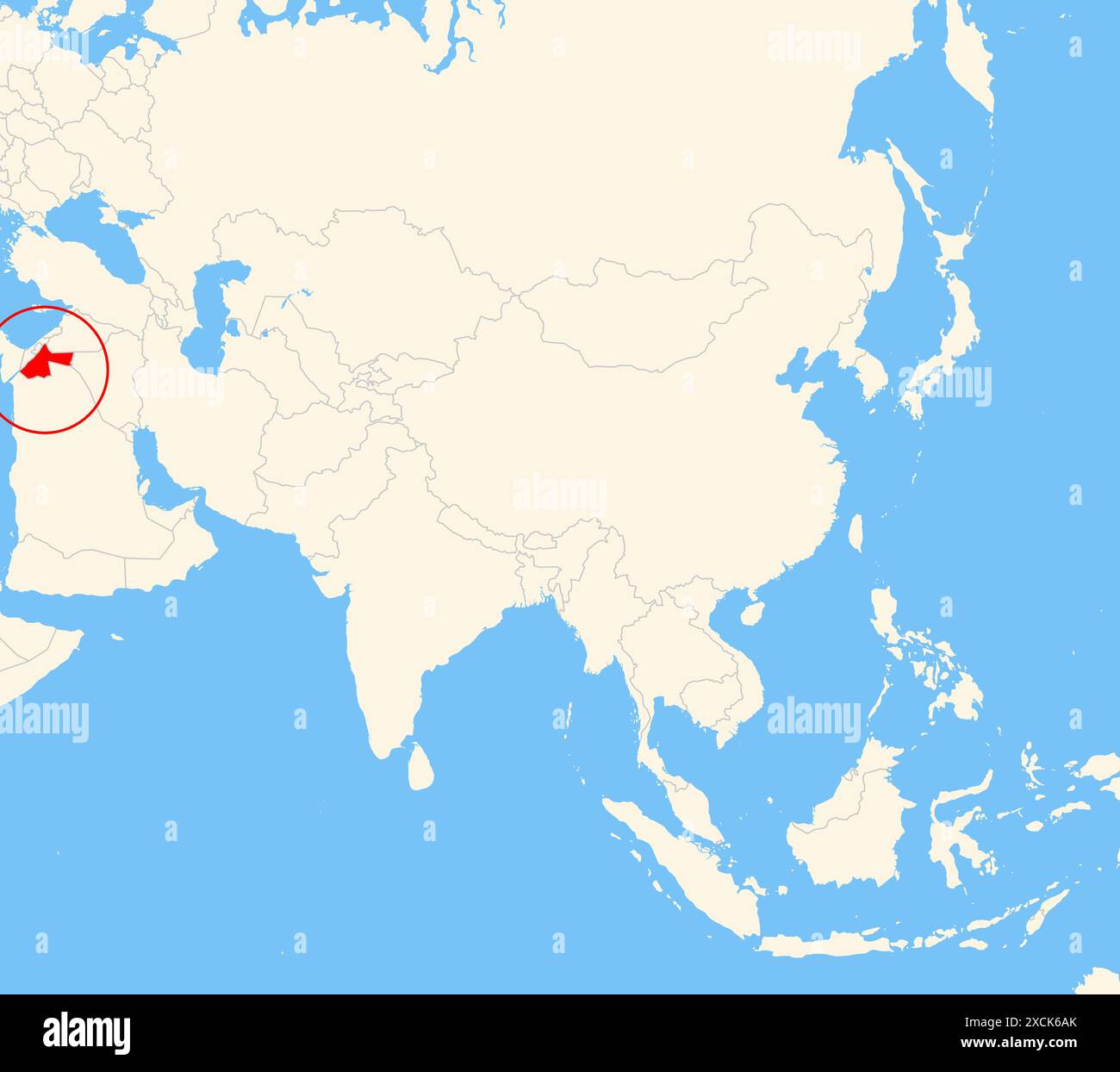 Locator map showing the location of the country Jordan in Asia. The ...