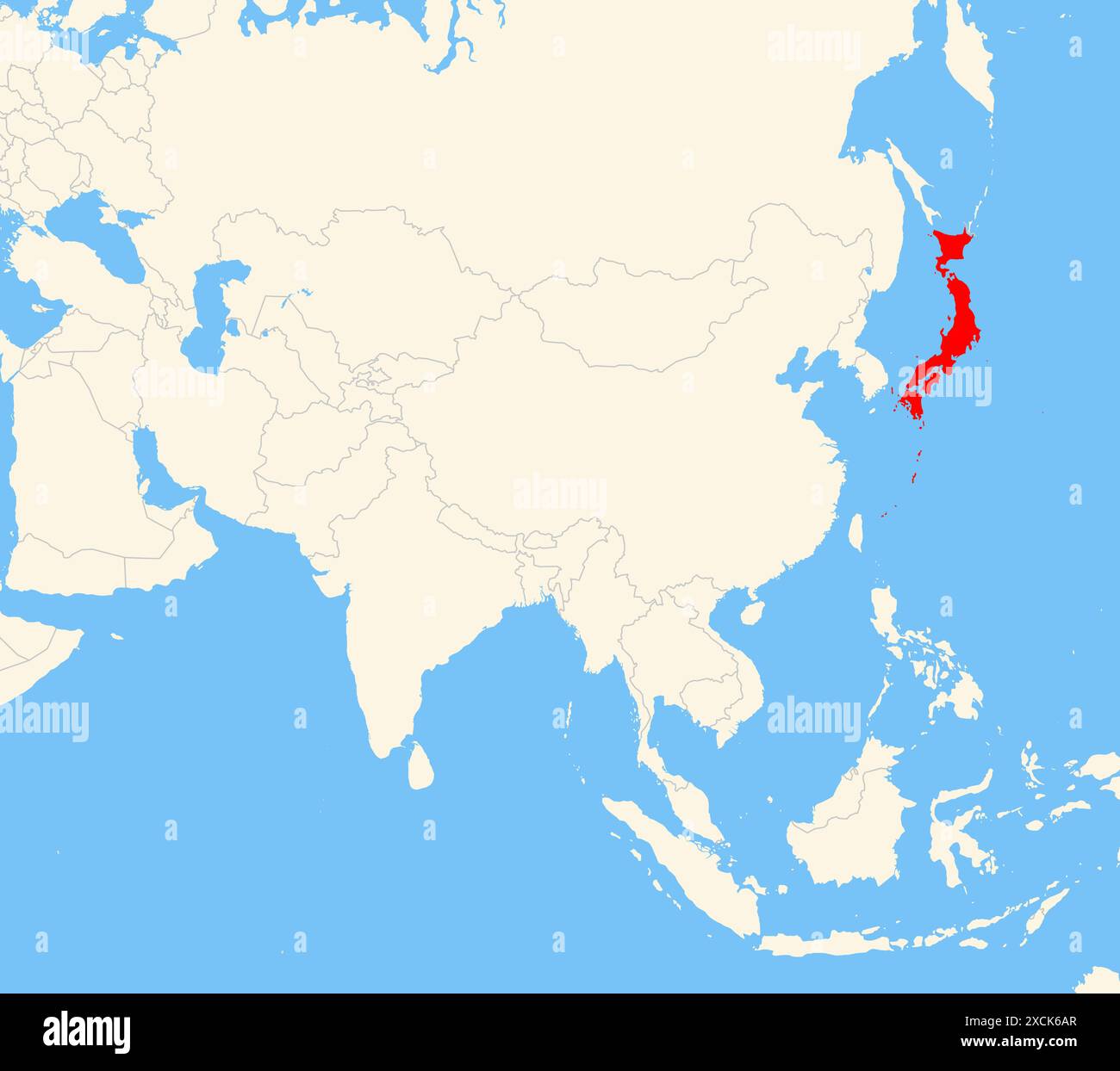 Locator map showing the location of the country Japan in Asia. The ...