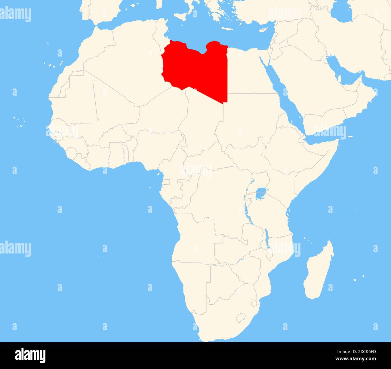 Locator map showing the location of the country Libya in Africa. The ...
