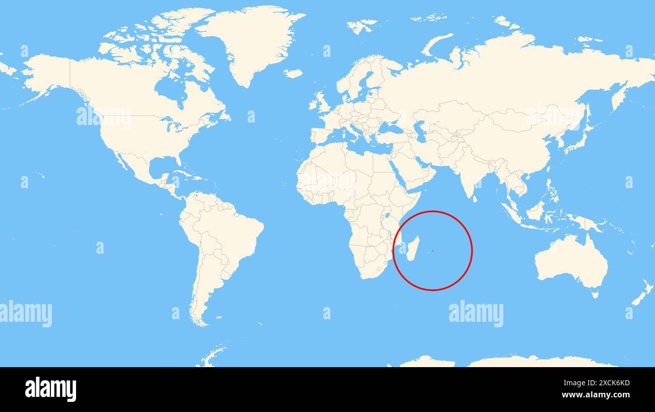 Locator map showing the location of the country Mauritius in Seven seas ...