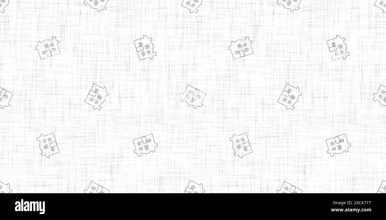 White neutral minimal house motif with Linen effect texture for baby ...