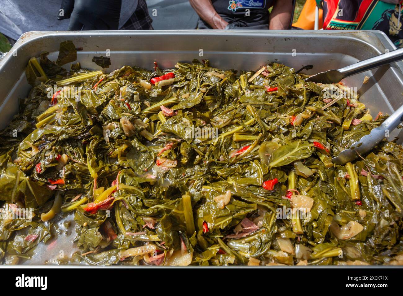 Detroit, Michigan - A pan of smoked turkey collard greens at the ...