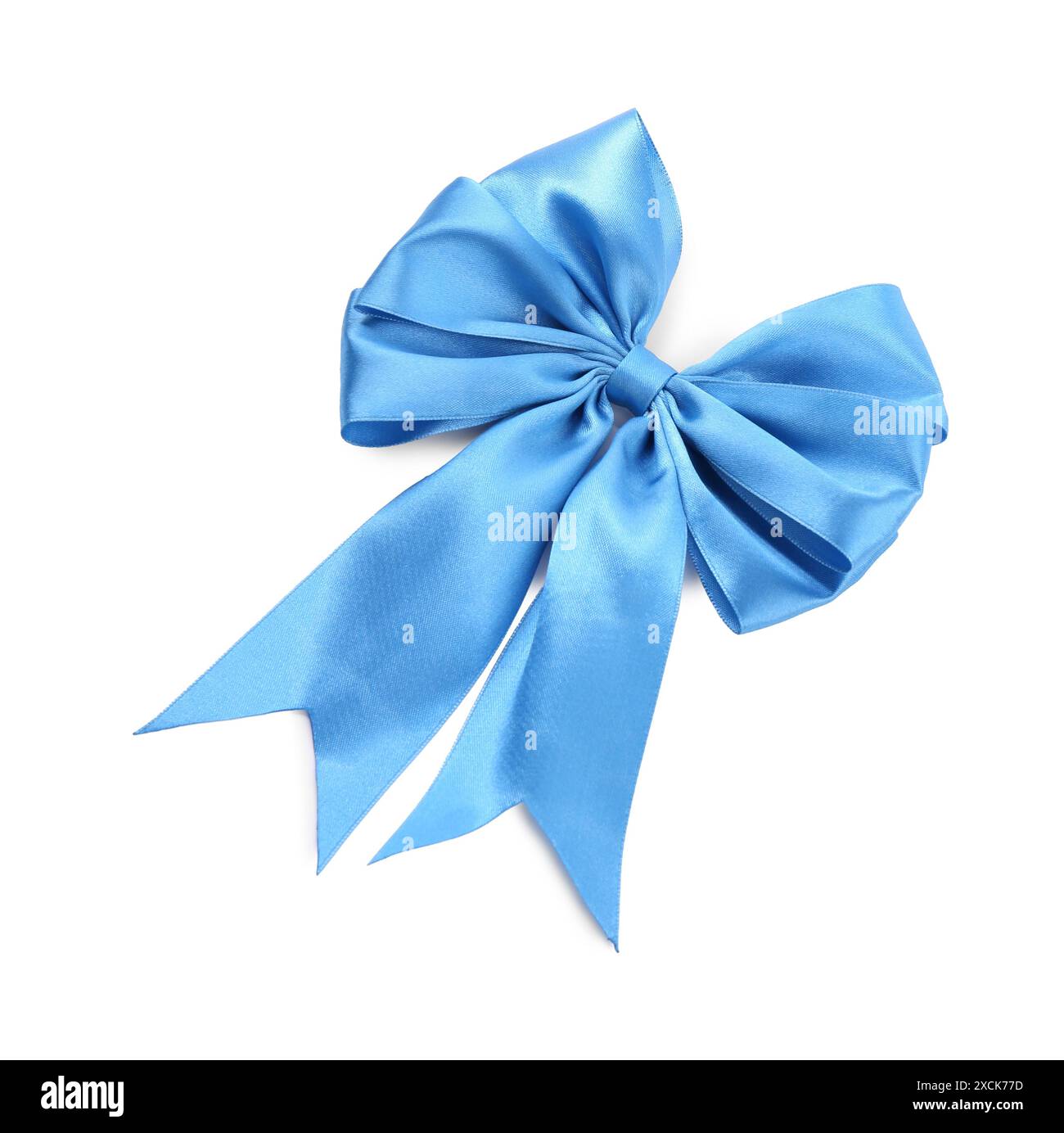 Light blue satin ribbon bow isolated on white Stock Photo - Alamy