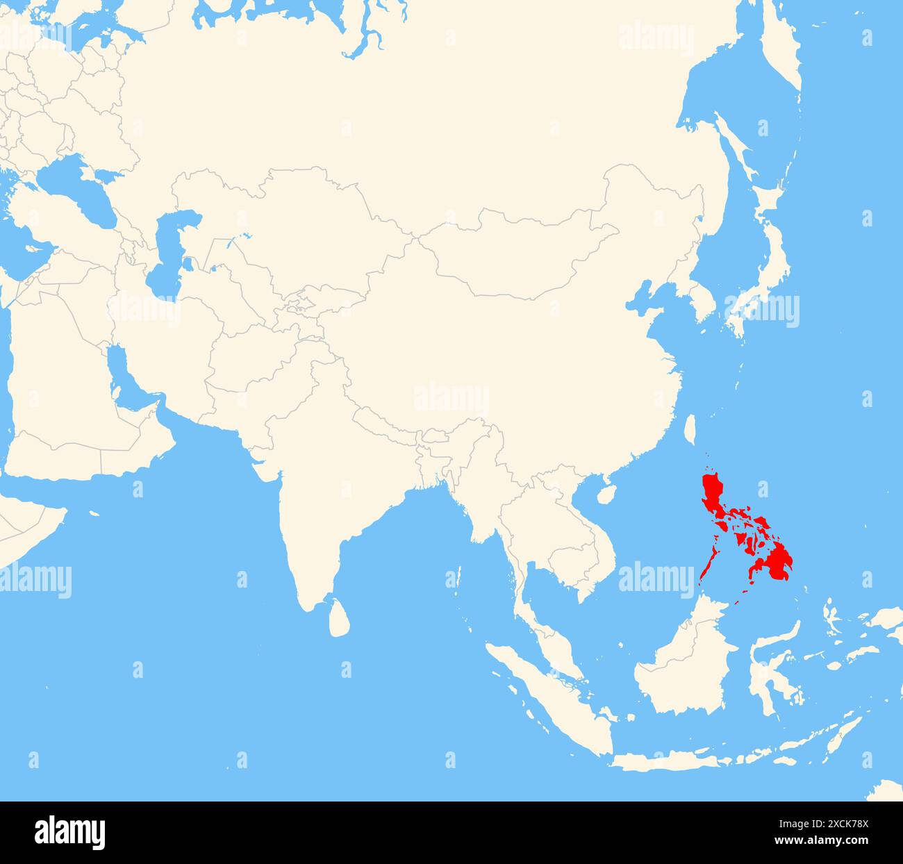 Locator map showing the location of the country Philippines in Asia ...