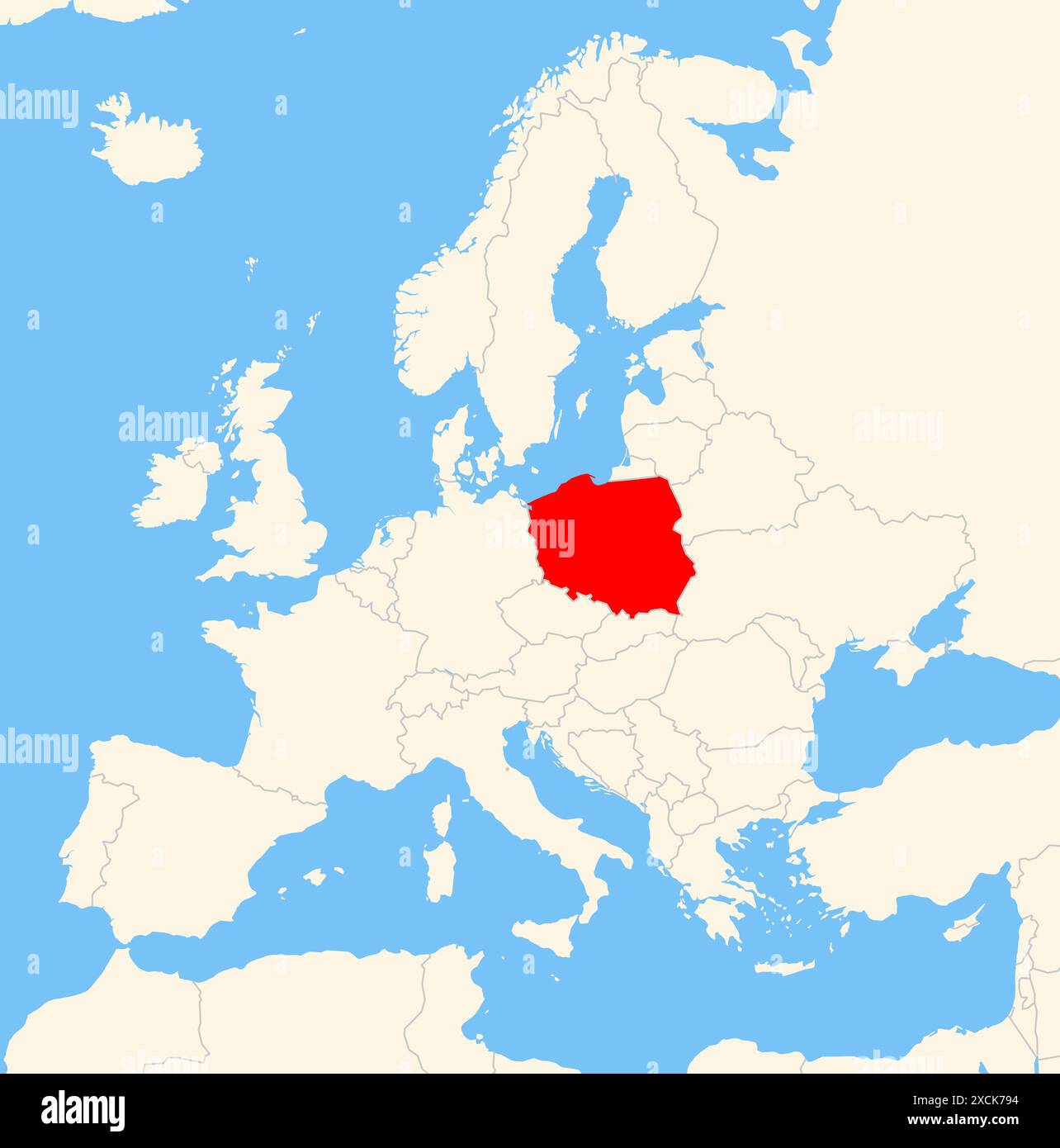 Locator map showing the location of the country Poland in Europe. The ...