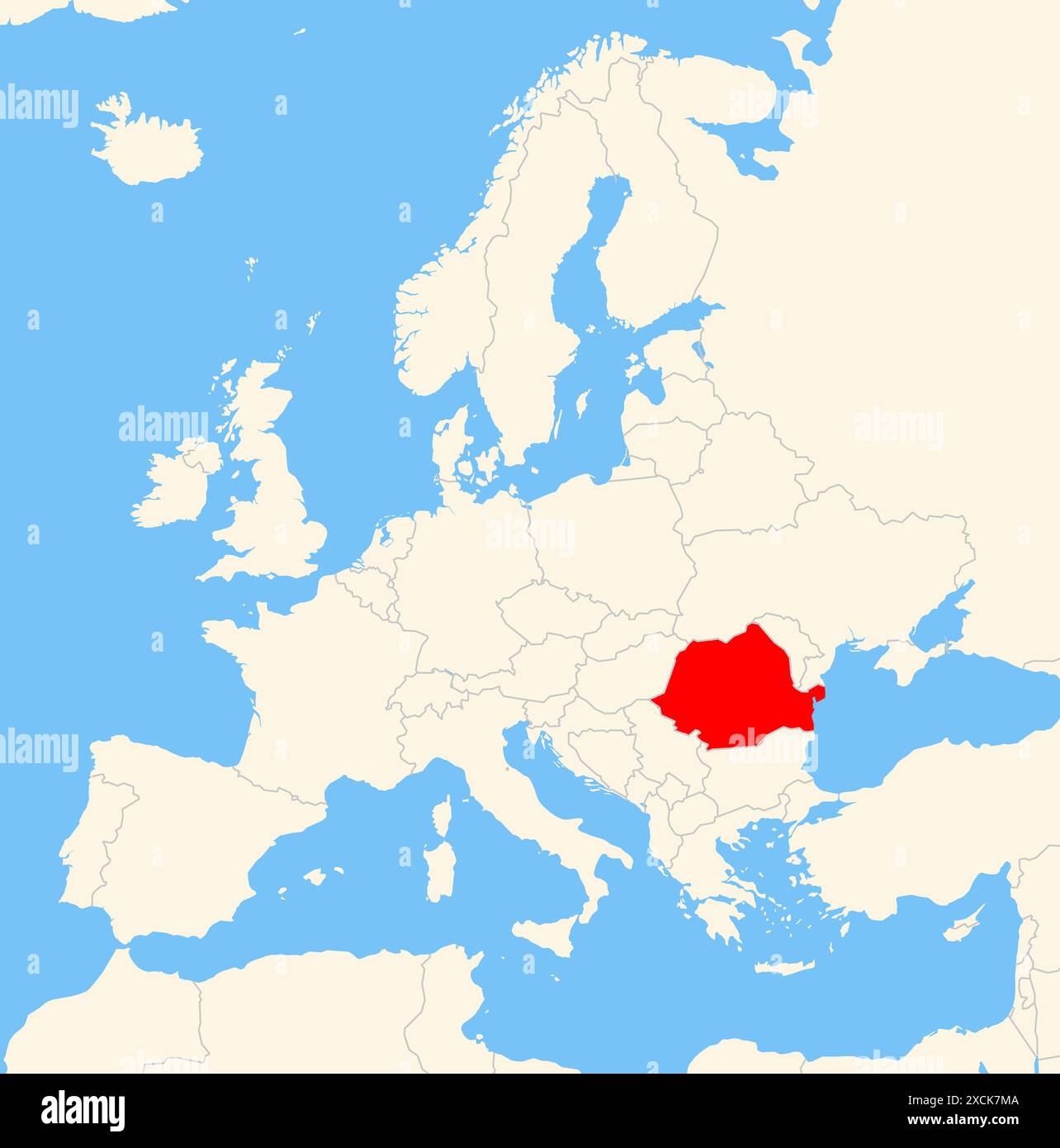 Locator map showing the location of the country Romania in Europe. The ...