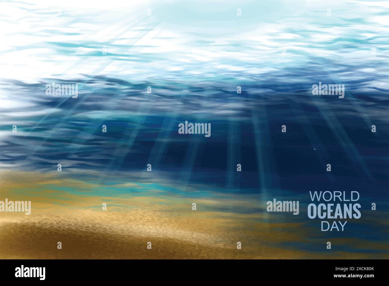 Sea waves under water world ocean day background Stock Vector Image ...