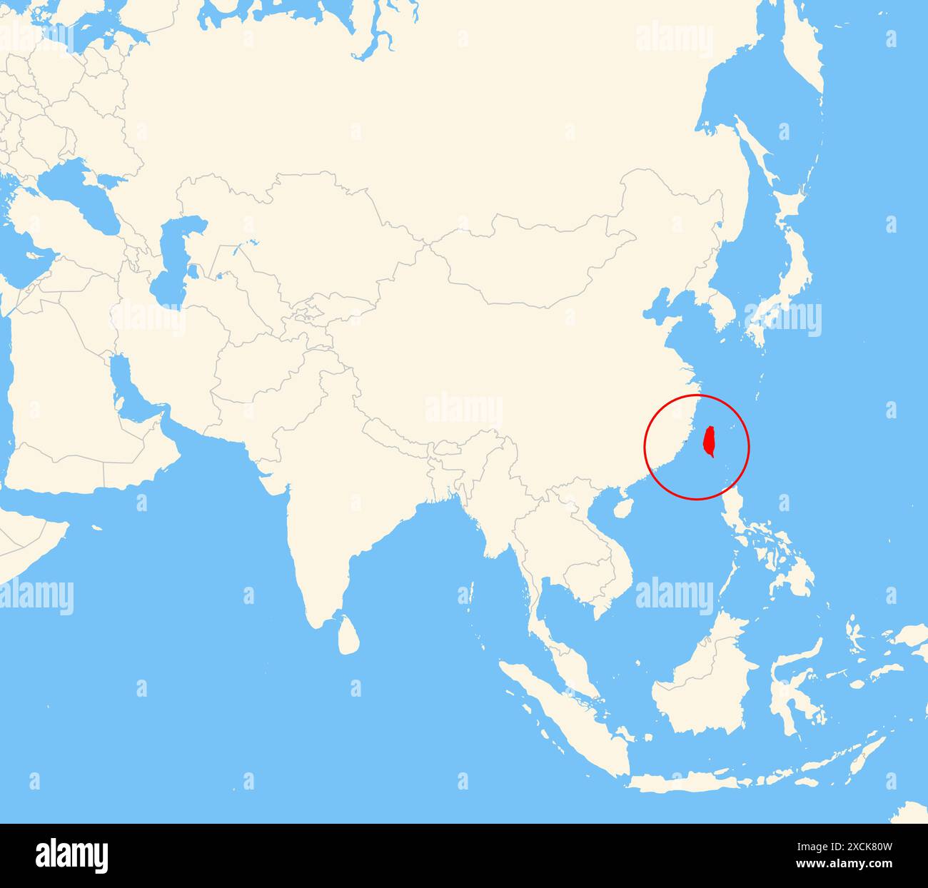 Locator map showing the location of the country Taiwan in Asia. The ...