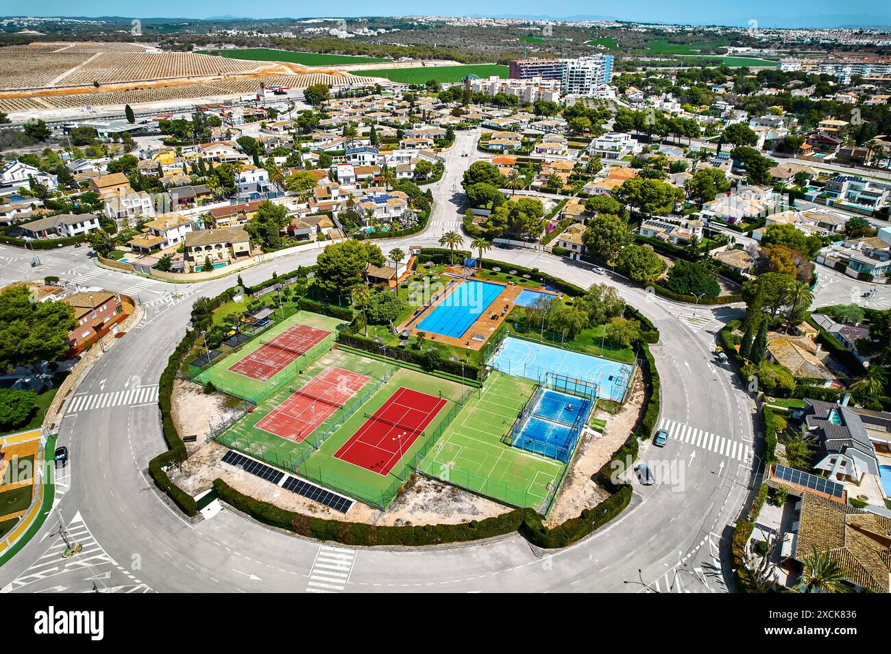 Aerial view Dehesa de Campoamor village, Alicante province, residential ...