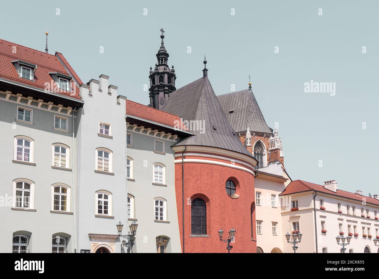 Beautiful picturesque historic buildings in delicate pastel colors ...