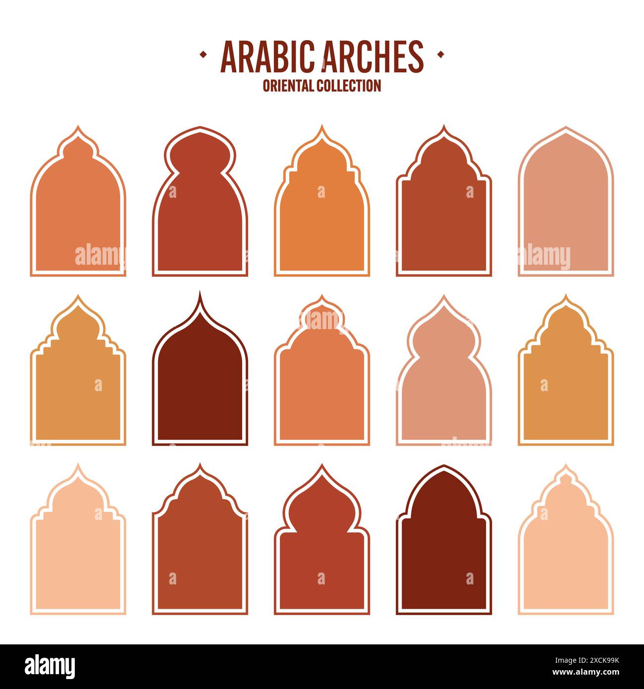 Islamic frames, oriental style objects. Arabic shapes, windows and ...