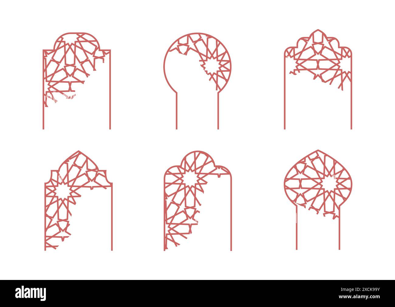 Muslim mosque window, arch, gate. Decorative ornamental arc, door. Line ...