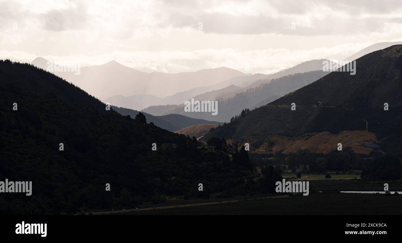 Scenic panorama view of mountain silhouette layers seen from Cullen ...