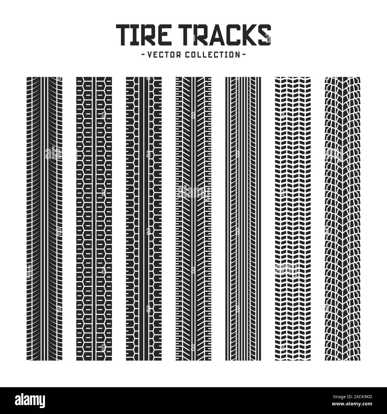 Tire tracks, wheel braking marks. Truck, car or motorcycle tread ...