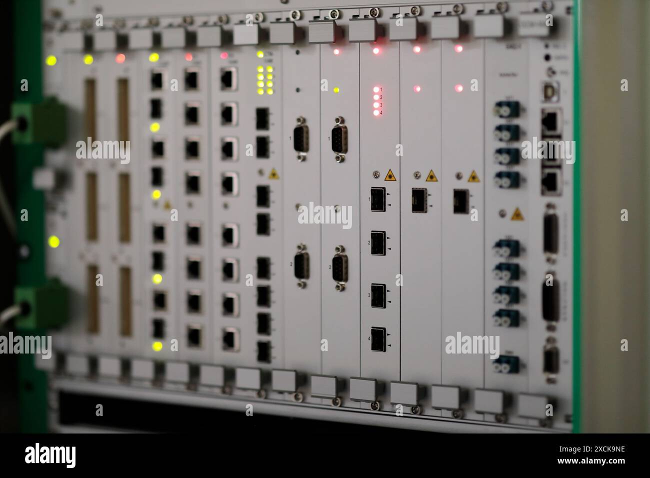 Fiber optic telecommunication modular equipment installed in the ...