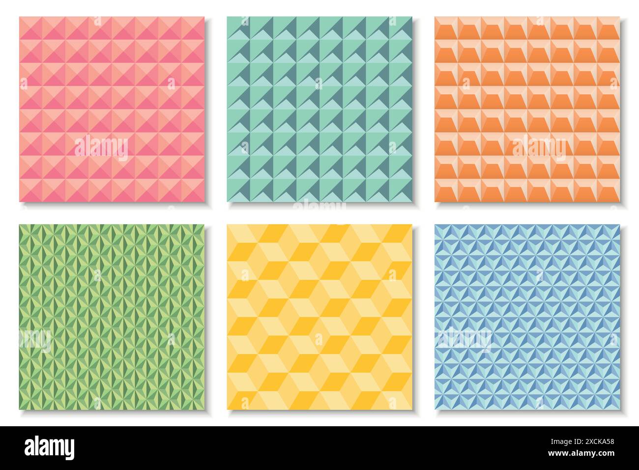 Collection Of Color Seamless Geometric Patterns Repeatable Bright Fashion Backgrounds