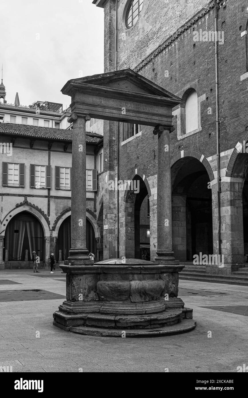 Ancient pit with columns (16th century) in the centre of the medieval ...