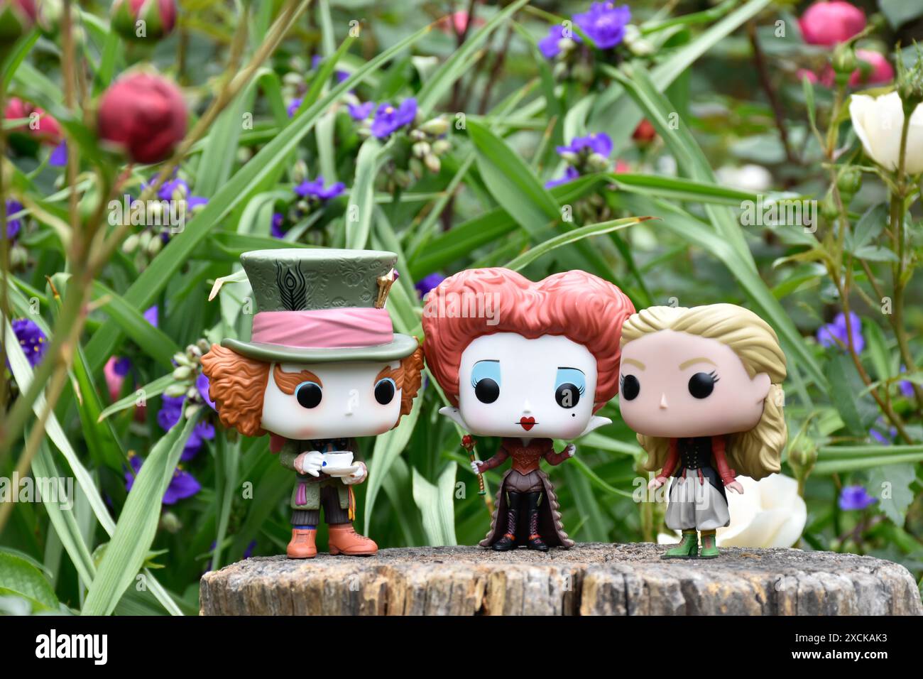 Funko Pop action figures of Mad Hatter, Red Queen and Alice in ...