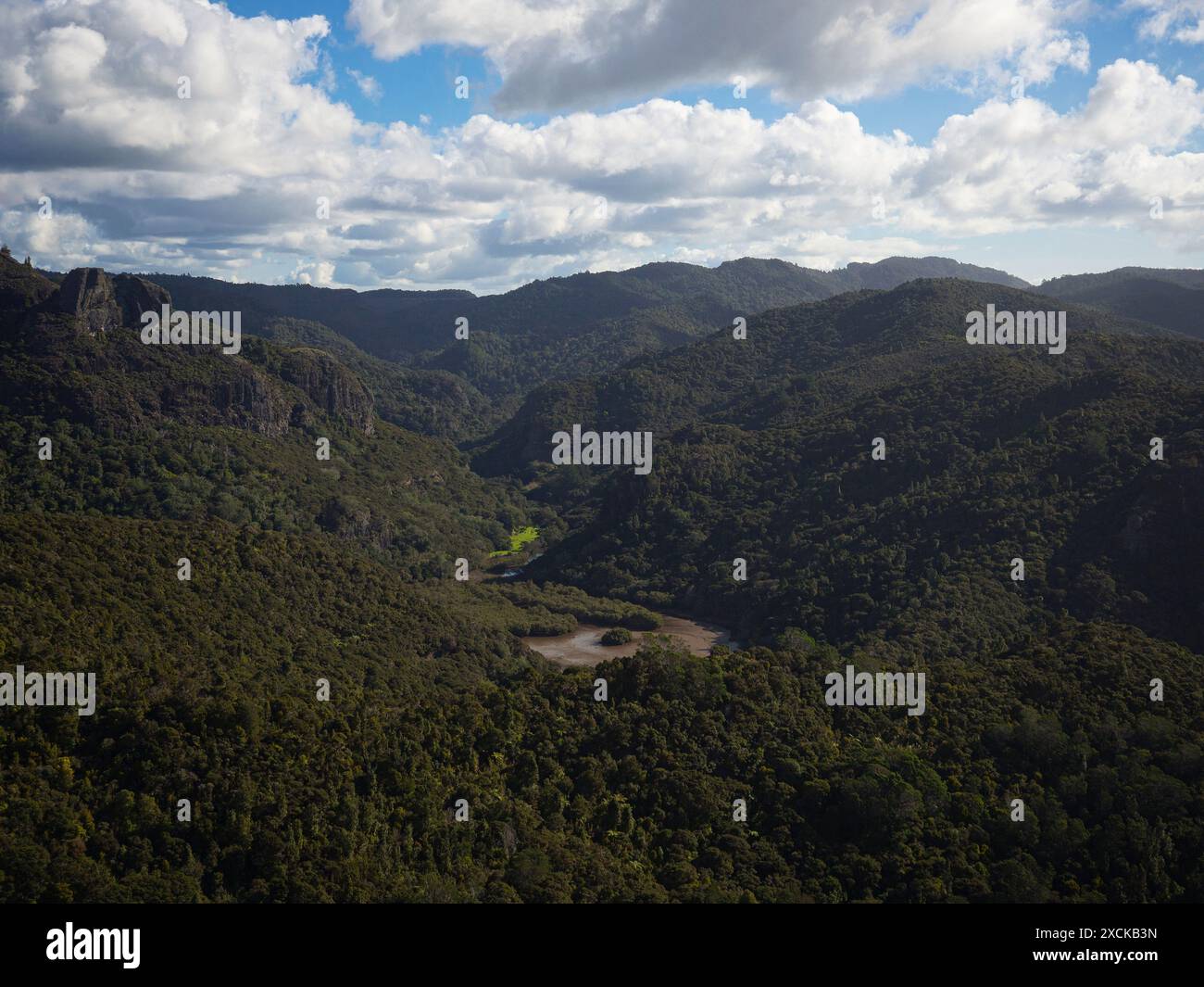 Inland forest nature landscape panorama view with cliff hills at ...