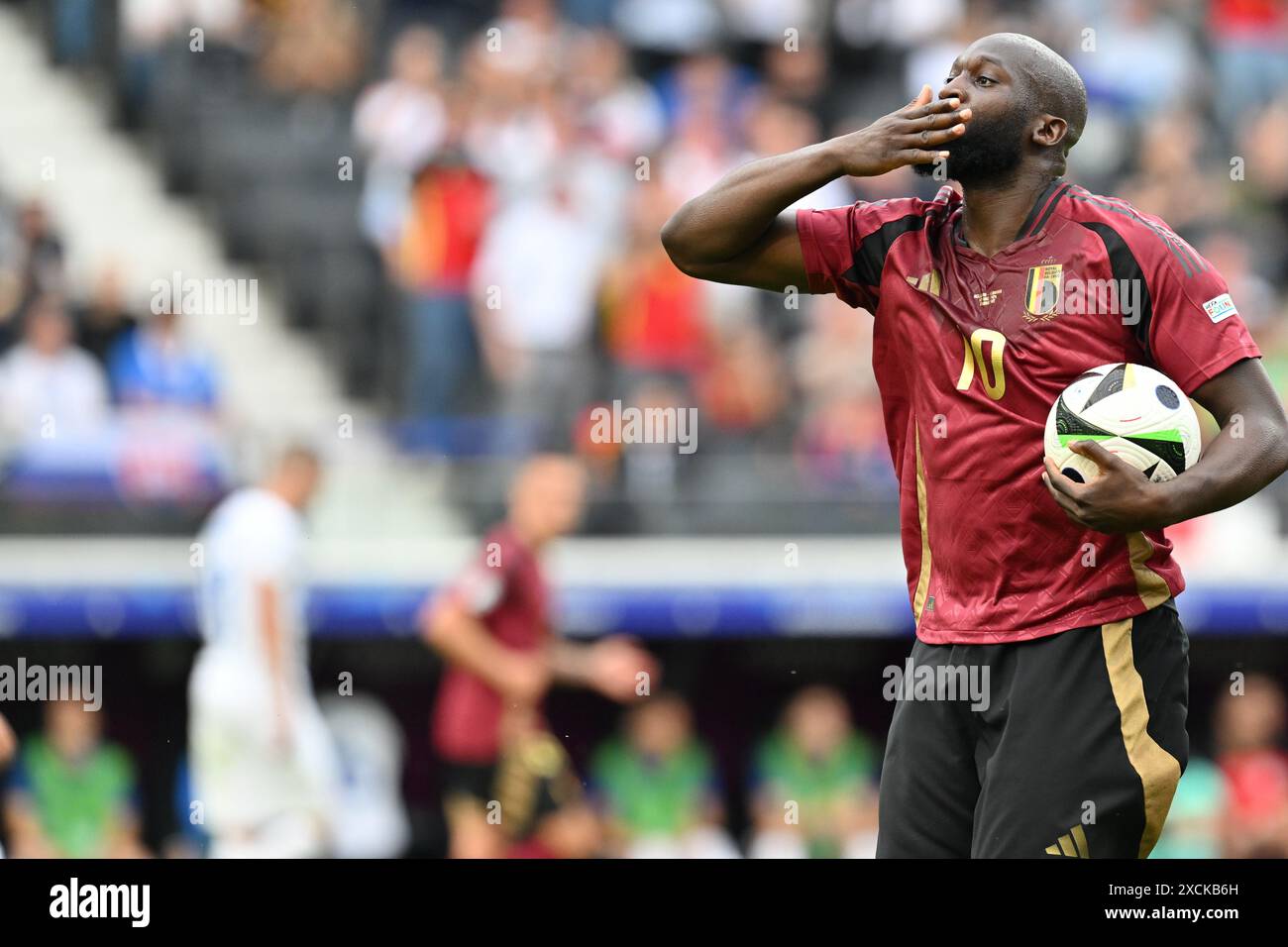Romelu Lukaku (10) of Belgium celebrates after scoring the 1-1 ...