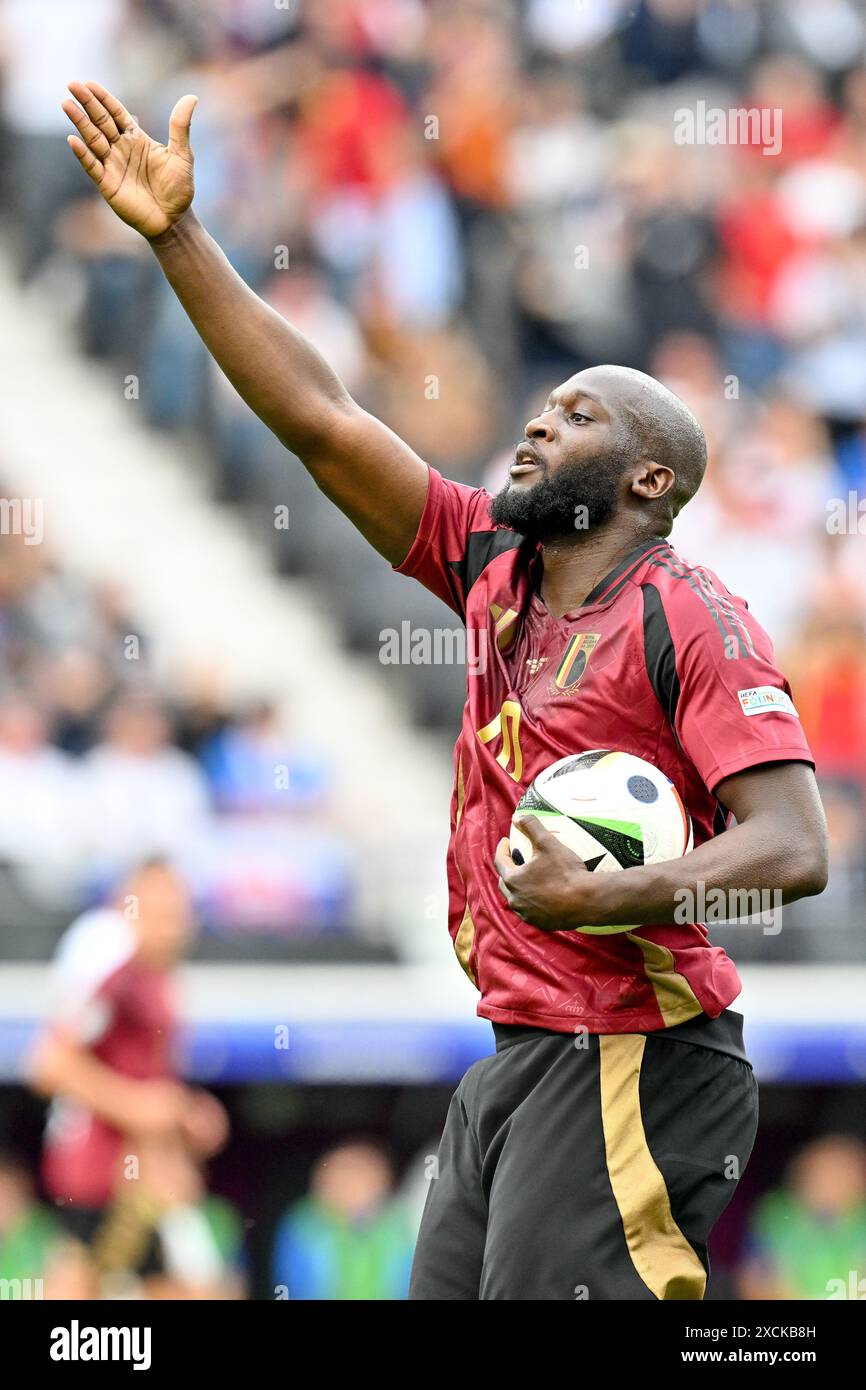 Romelu Lukaku (10) of Belgium celebrates after scoring the 1-1 ...