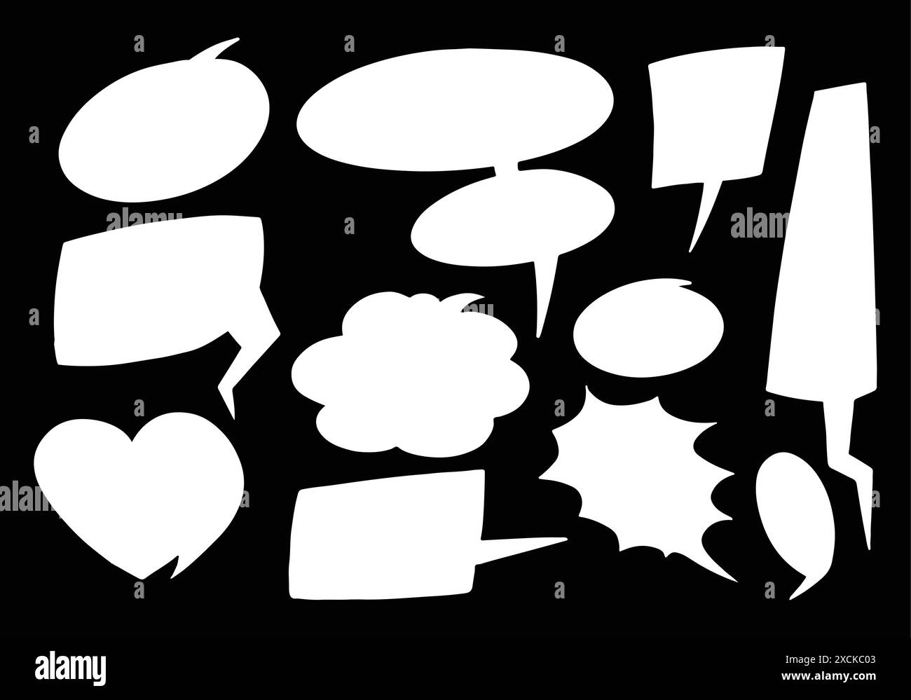 Hand drawn black and white speech bubble set design Stock Vector Image ...