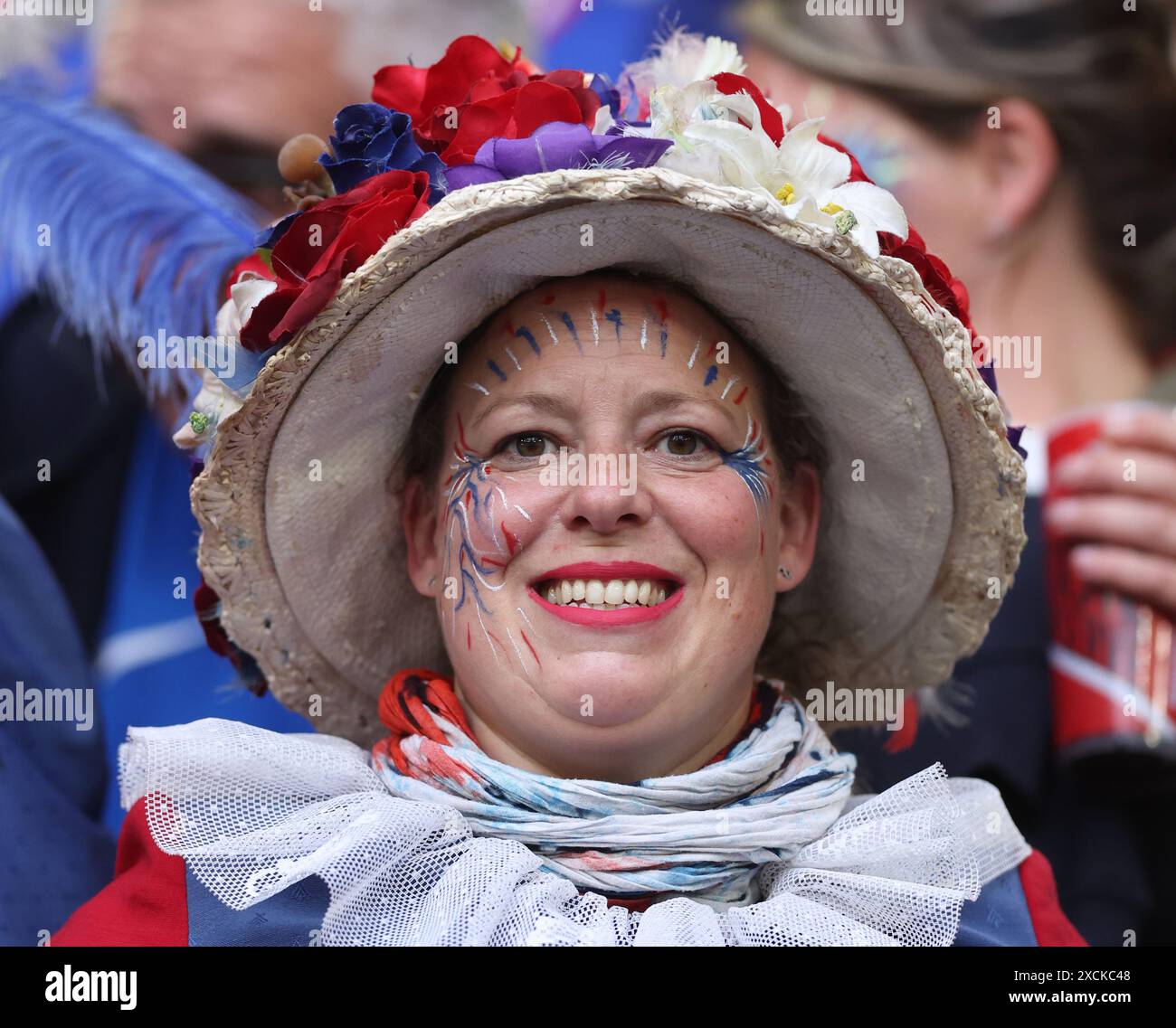 Dusseldorf, Germany, 17th June 2024. A French fan before the UEFA ...