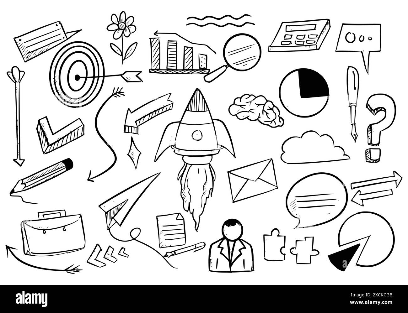 Hand draw technology sketch doodle set design Stock Vector Image & Art ...