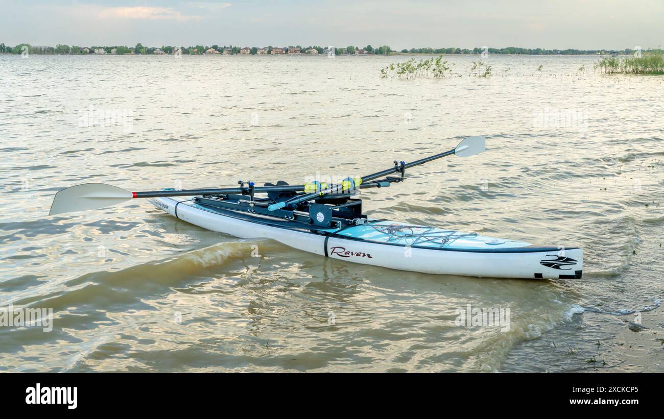Loveland, CO, USA - June 16, 2024: Stand up paddleboard with a rowing ...