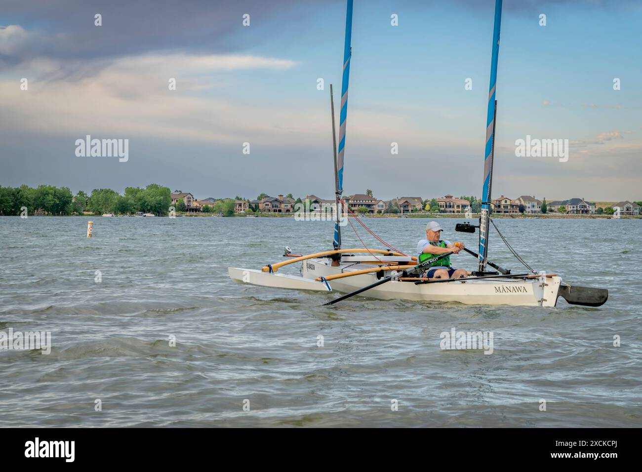 Loveland, CO, USA - June 2, 2024: Rowing Rowcruiser, homebuilt trimaran ...