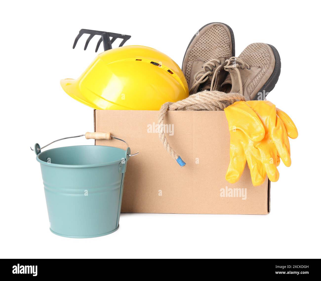 Box with unwanted stuff isolated on white Stock Photo - Alamy