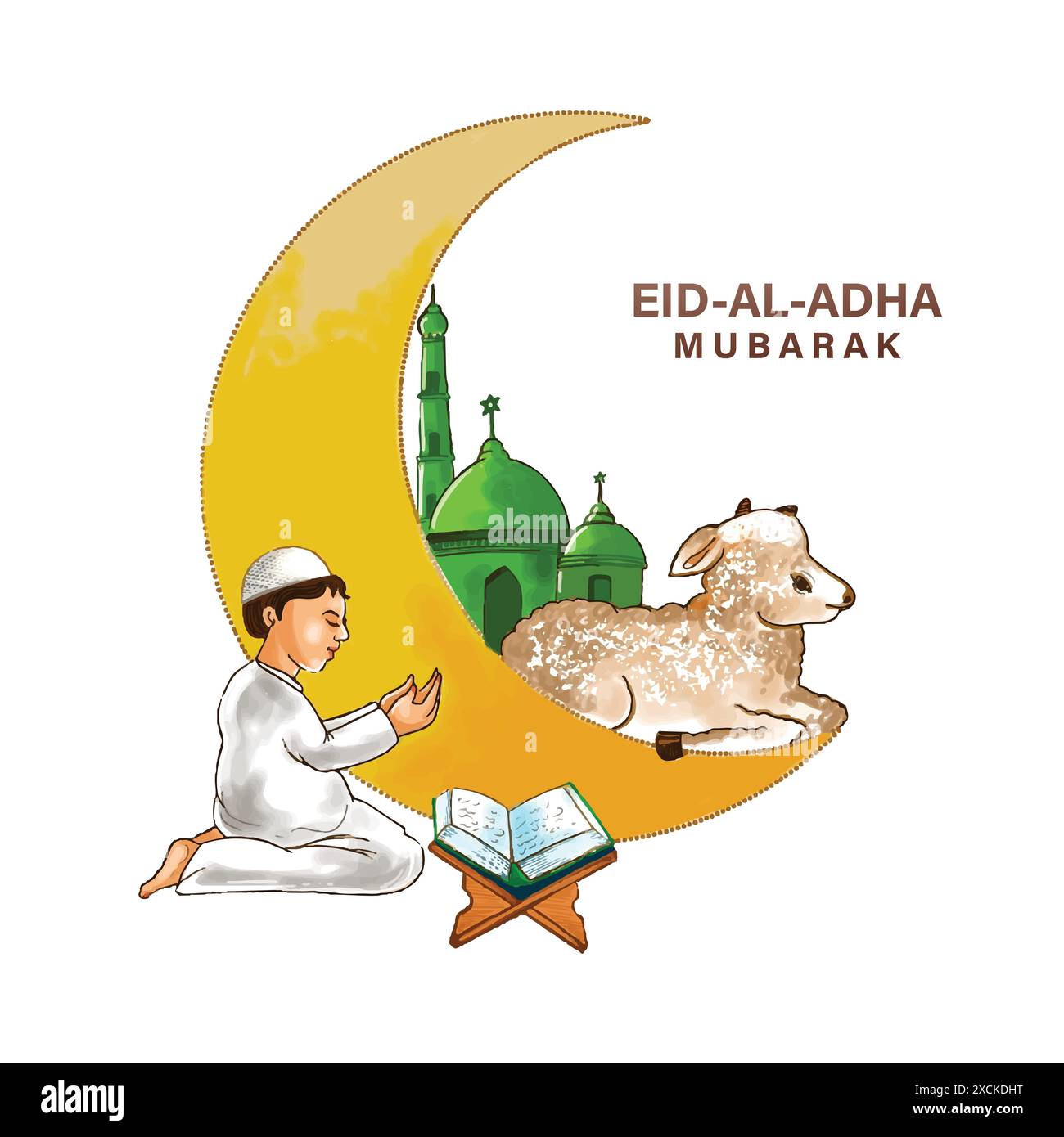 Eid al-adha greeting card for muslim holiday background Stock Vector ...