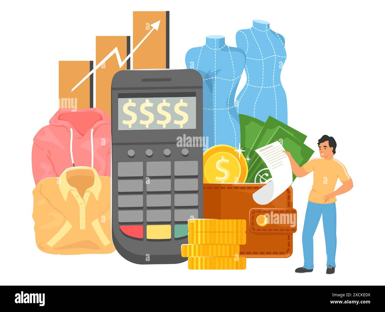 Shopping price rising and inflation change vector illustration Stock ...