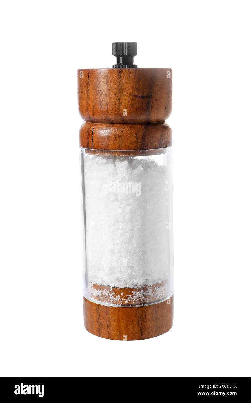 One shaker with salt isolated on white Stock Photo - Alamy