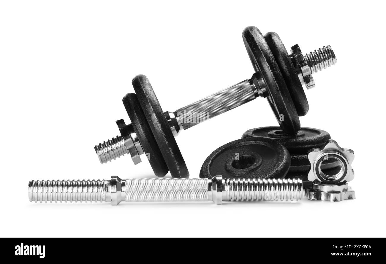 Barbell and parts of one isolated on white Stock Photo - Alamy