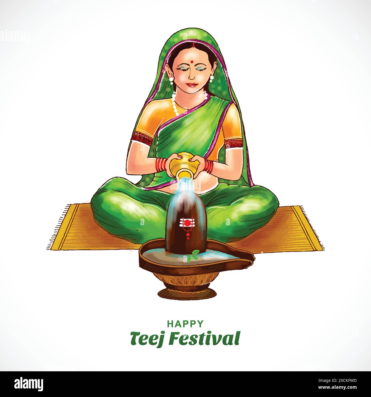Beautiful hariyali teej hindu festival greeting card background Stock ...