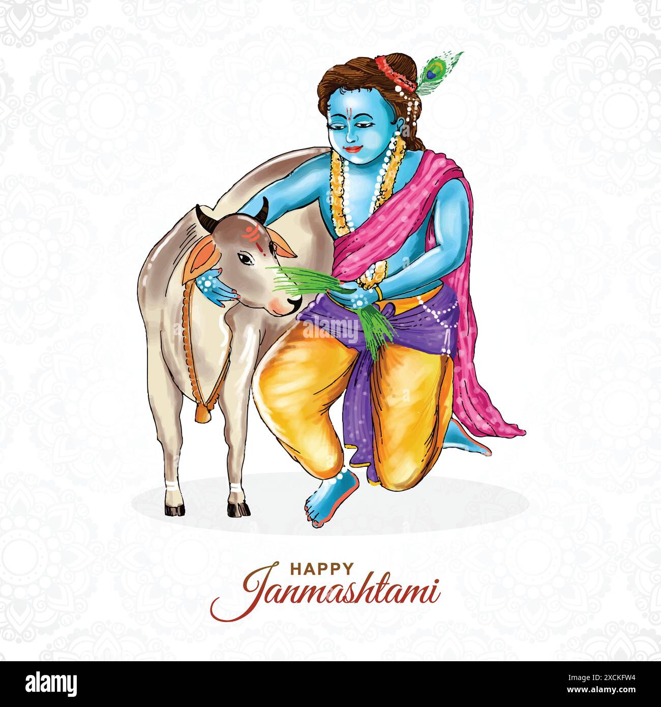 Colorful religious krishna janmashtami card Stock Vector Image & Art ...