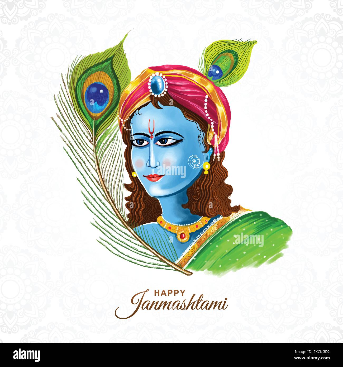 Lord krishna janmashtami religious holiday card background Stock Vector ...
