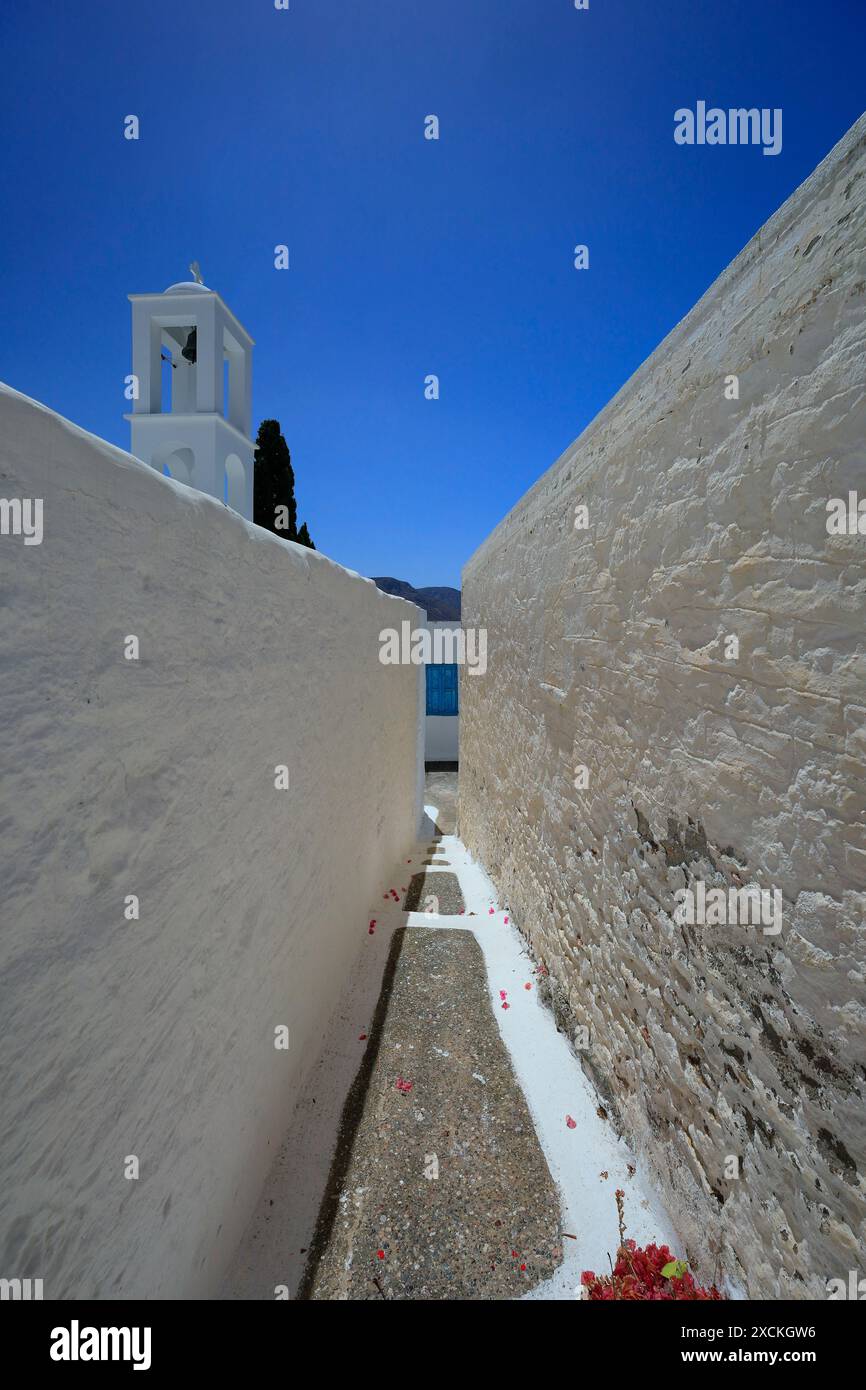 Greek street scene, Megalo Chorio village, Tilos Island, Dodecanese ...