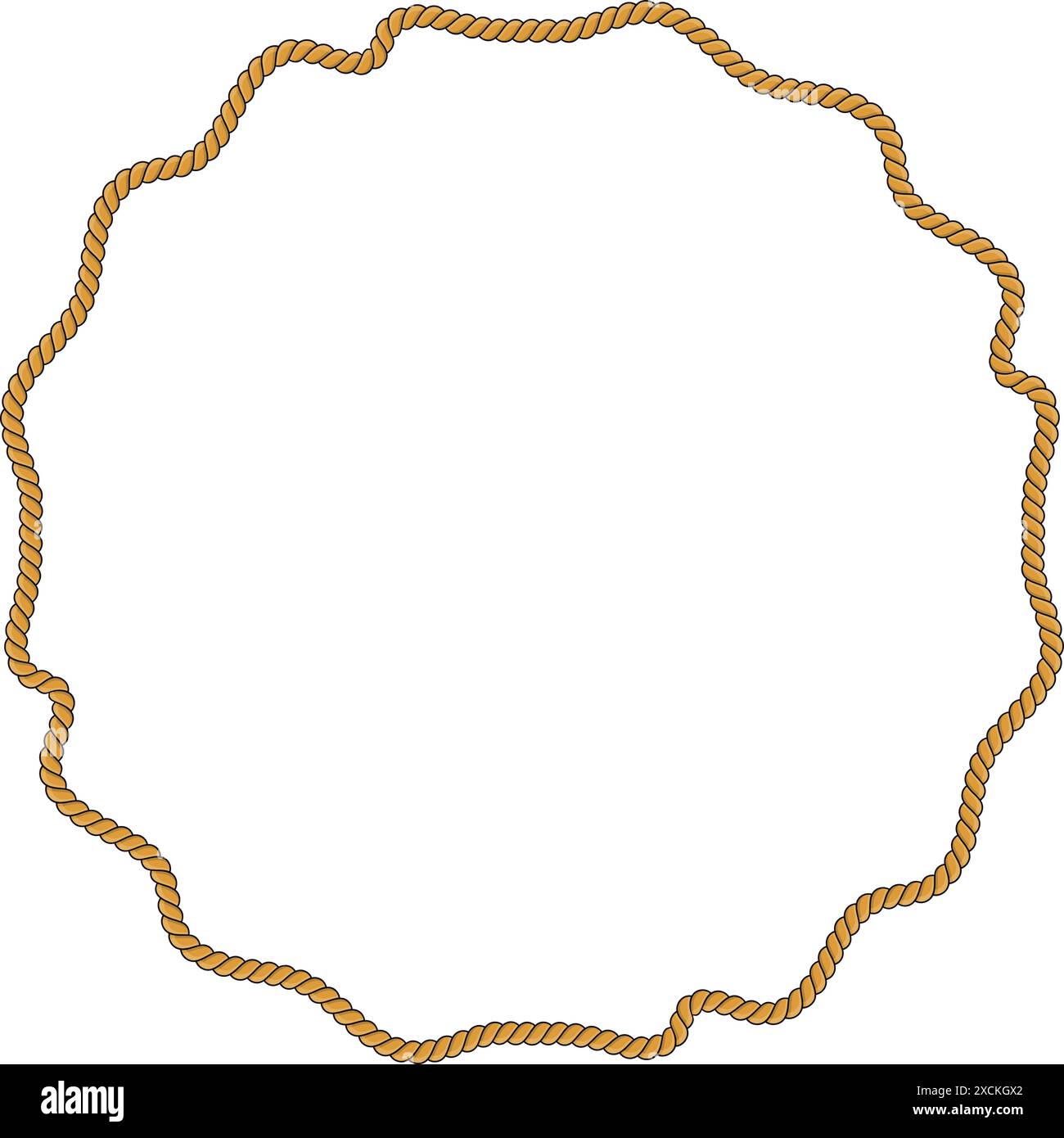 Round rope frame isolated on white background. Twisted cord Stock ...