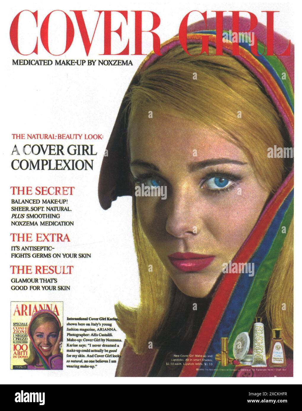 1966 Noxema Cover Girl Makeup with Model Karine Arianna Stock Photo - Alamy