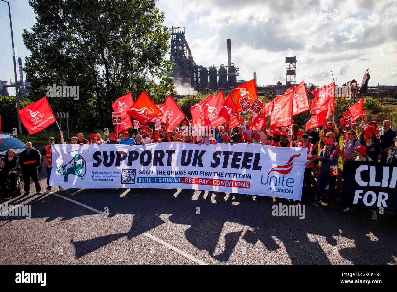 Port Talbot, UK 17 June 2024 Unite demonstration outside the Port ...