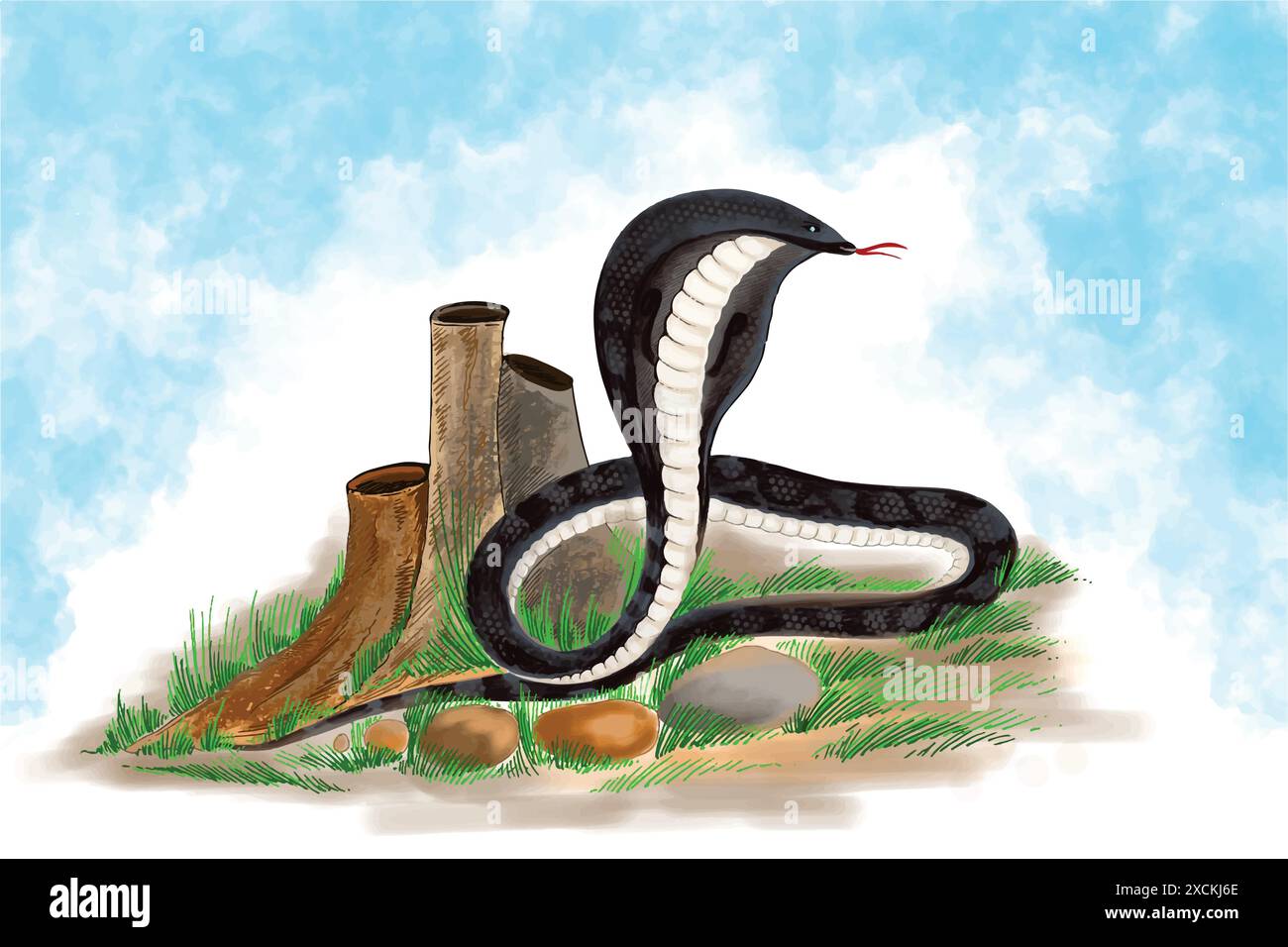 Hindu festival happy nag panchami celebration background Stock Vector ...