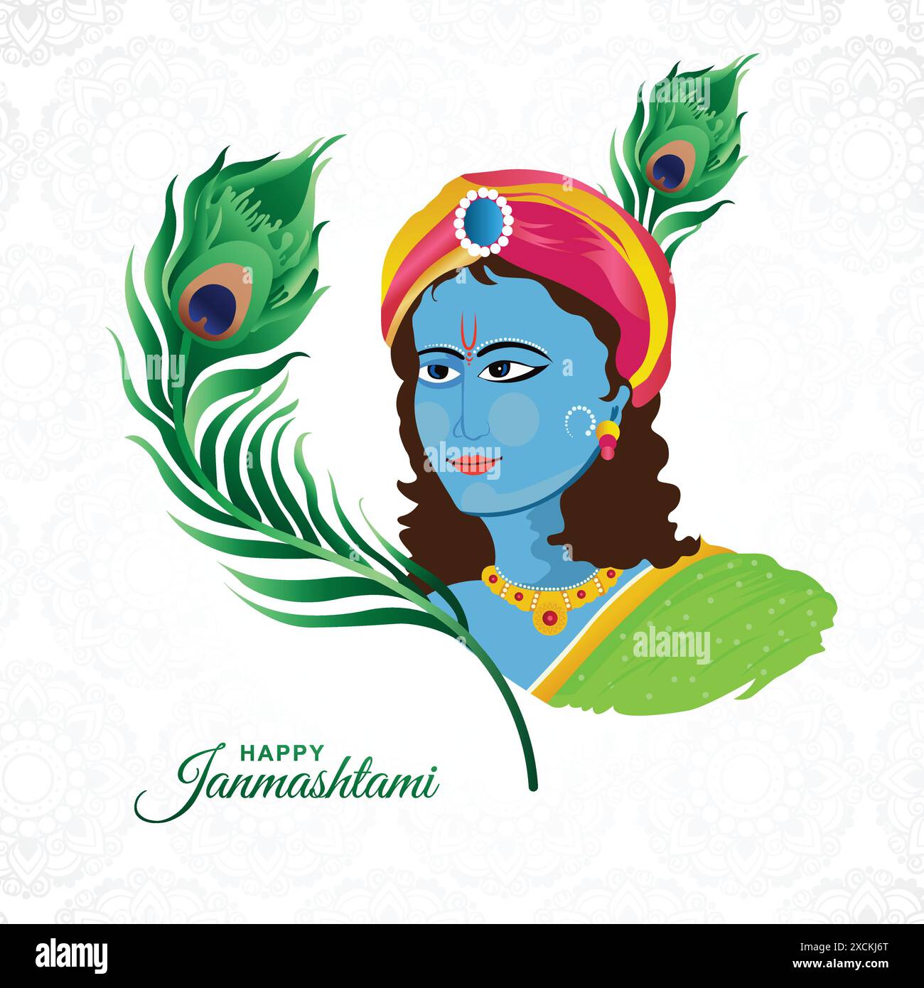 Colorful religious krishna janmashtami card background Stock Vector ...