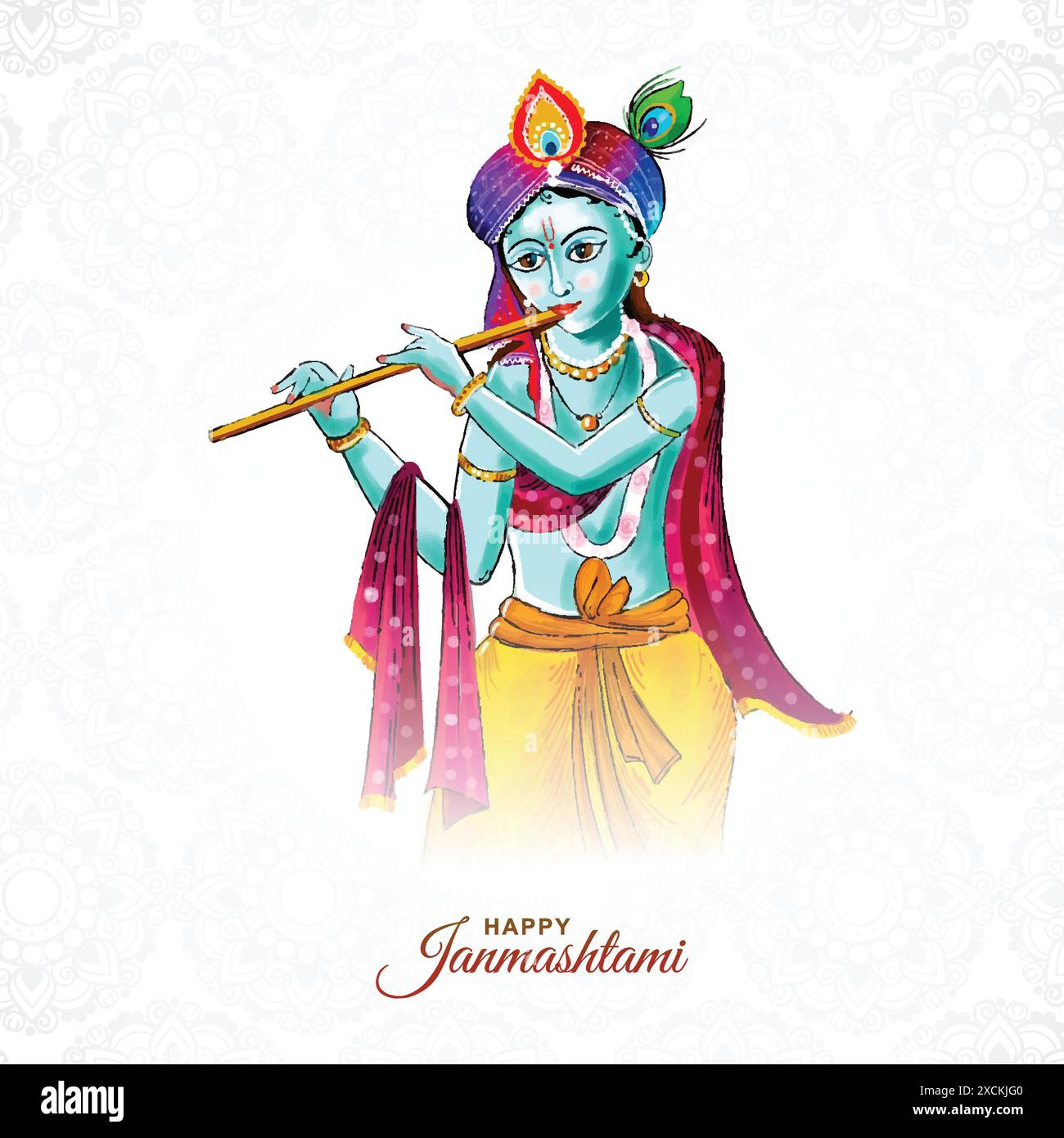 Colorful religious krishna janmashtami card background Stock Vector ...