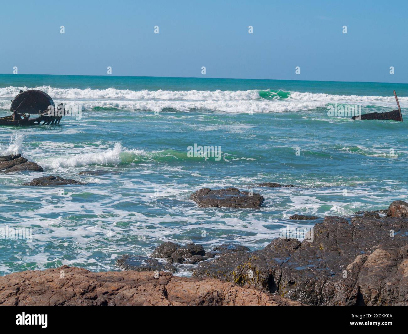 Rusting hulk remains of SS Opua shipwreck of rugged Wairarapa coast ...