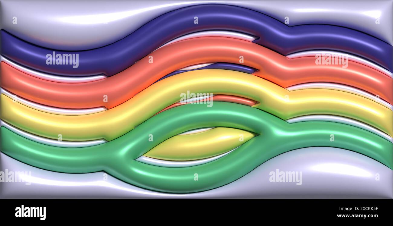 Various volumetric figures with a smooth shiny surface, 3D rendering ...