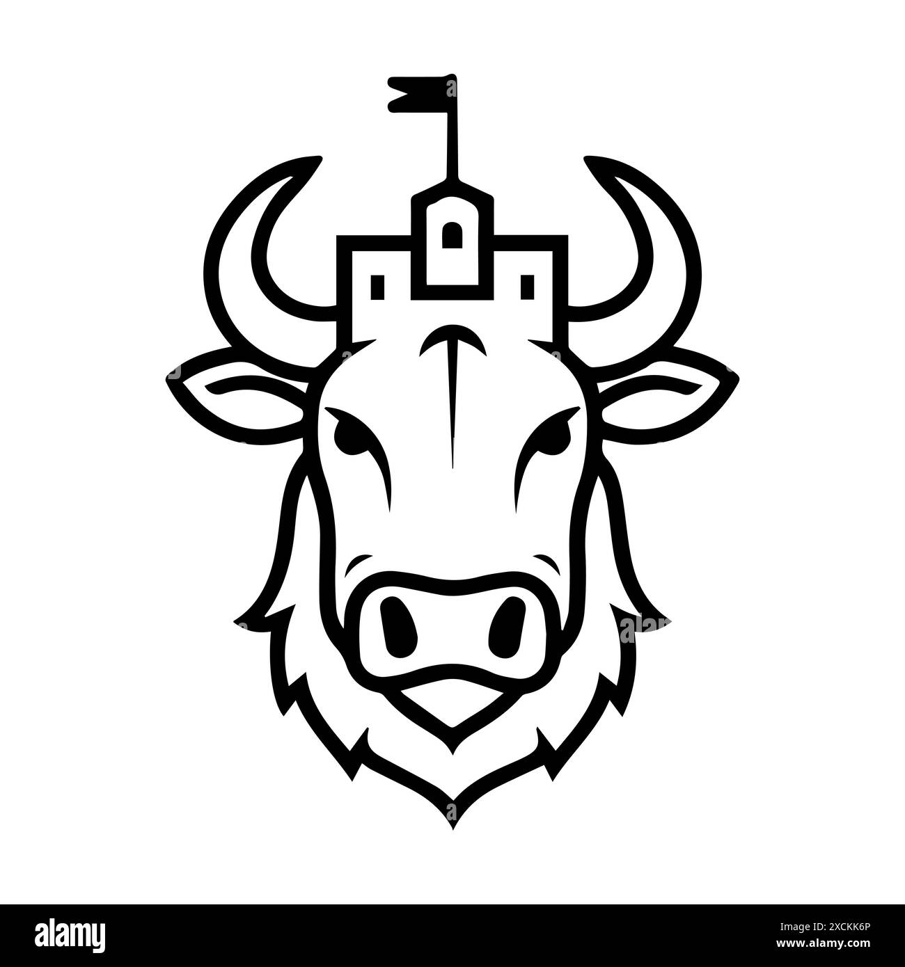 Bull Castle logo or modern line icon. Vector line art and icon design ...